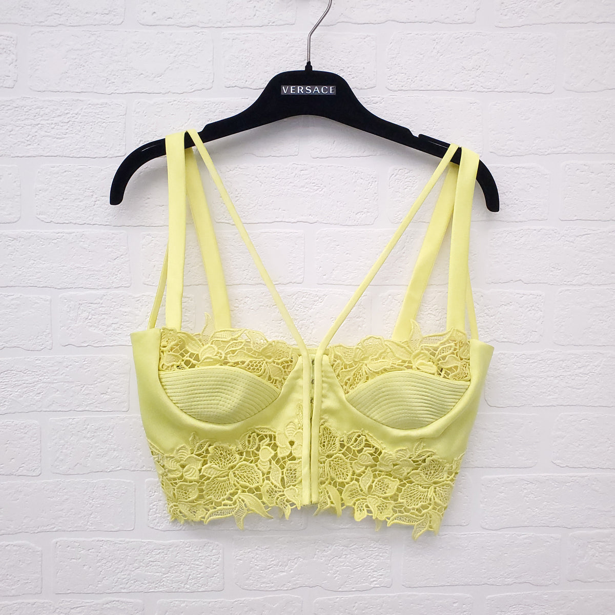 VERSACE NEON YELLOW LACE CORSET ($2775) - SIZE 38 – Rewind Couture