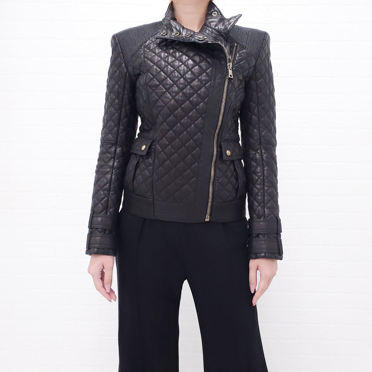 BALAMIN LEATHER QUILTED JACKET WITH GOLD BUTTONS($1600) - SIZE 38 ...