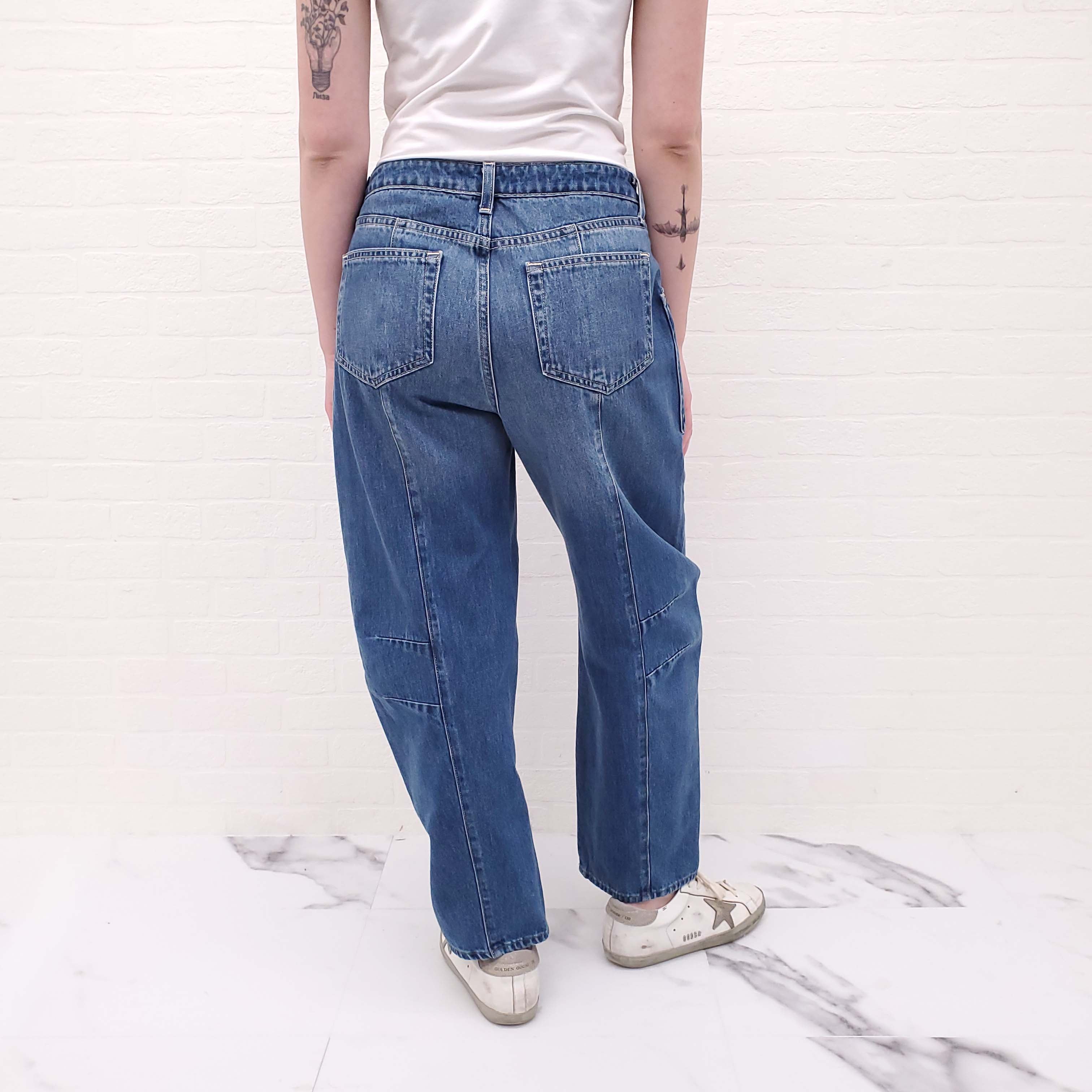L’AGENCE BLUE CARGO BARREL JEANS - SIZE 26 – Rewind Couture