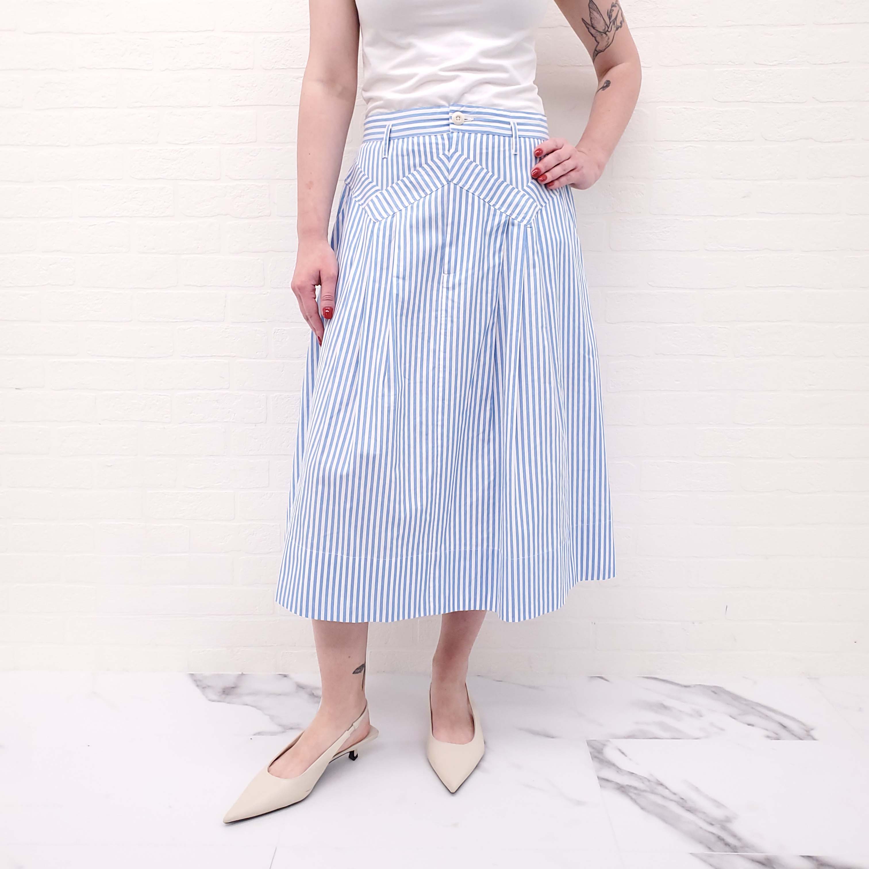 THE GREAT BLUE AND WHITE STRIPED SKIRT - SIZE 2 (M) – Rewind Couture